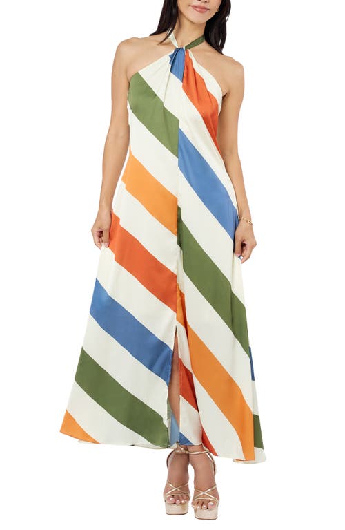 CIEBON Jayla Diagonal Stripe Halter Dress